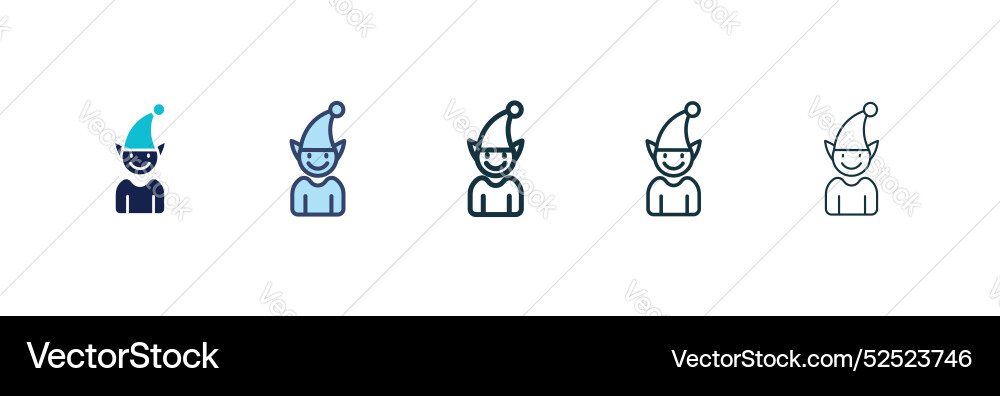 Elf icon set black filled and outlined style Vector Image