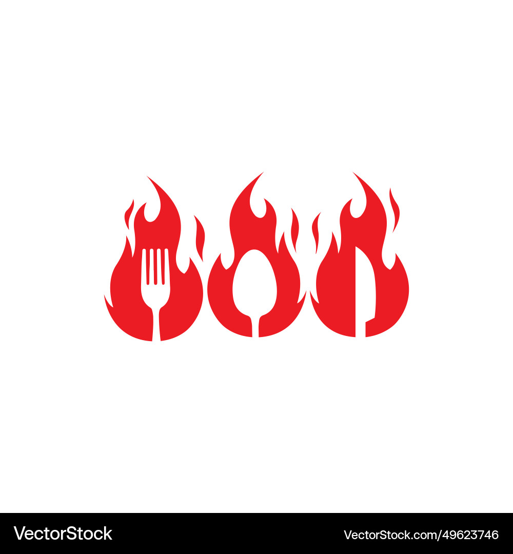 Fire hot food logo design image Royalty Free Vector Image