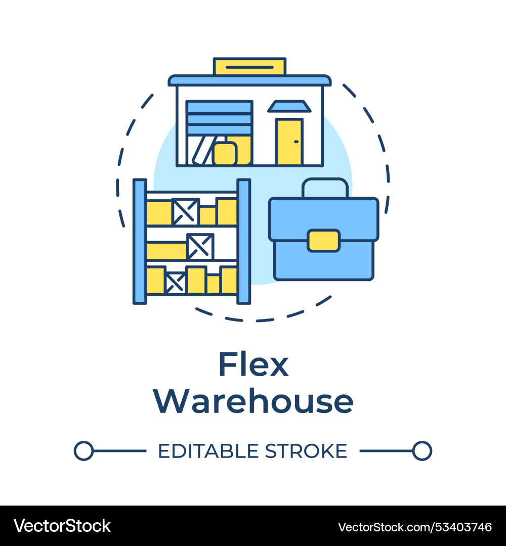 Flex warehouse multi color concept icon Royalty Free Vector