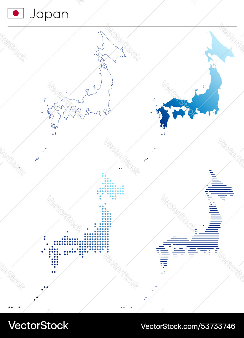 Japan - outline gradient dotted and lines Vector Image