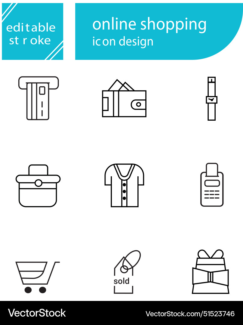 Online shopping icon design set Royalty Free Vector Image