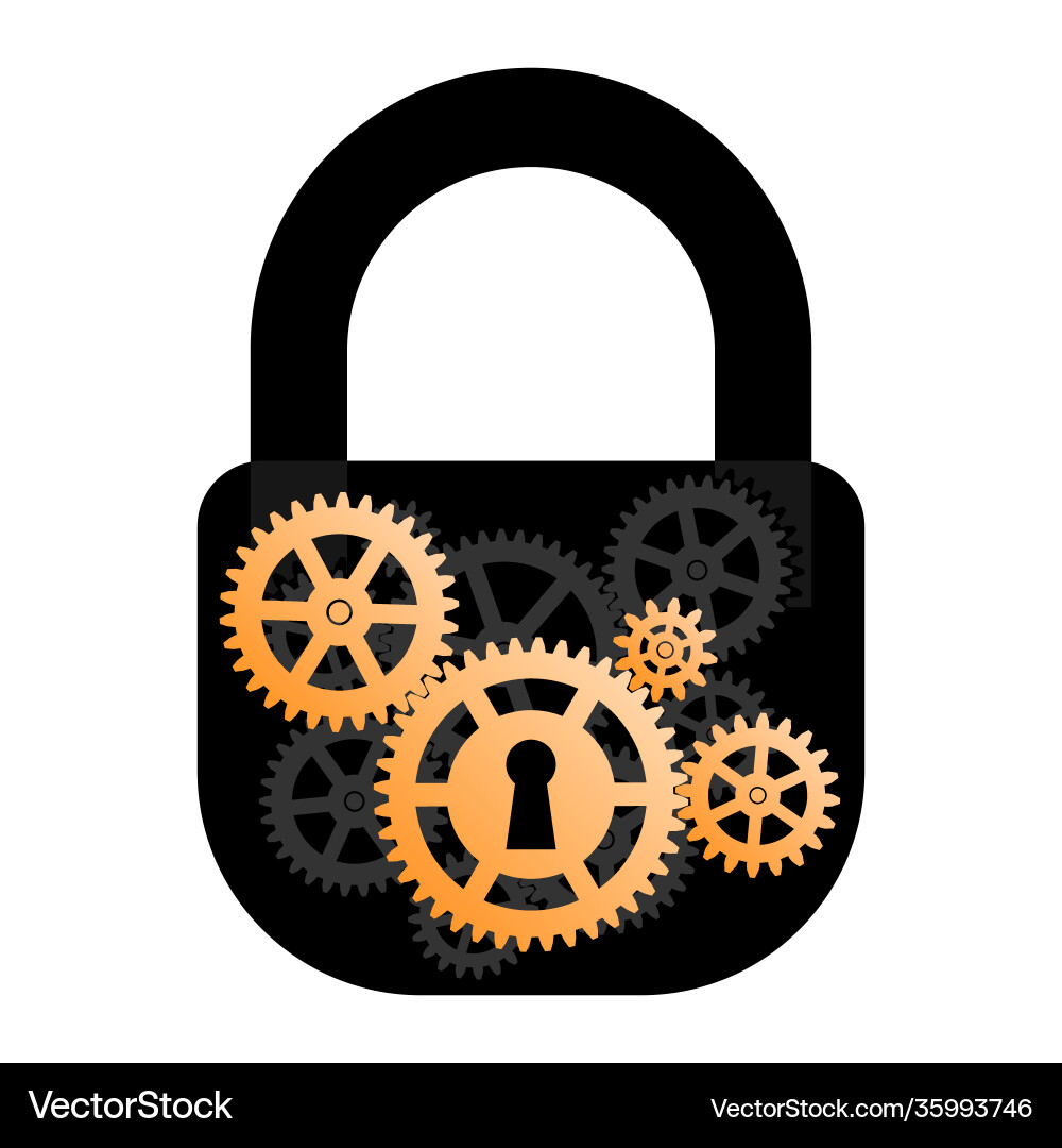 Padlock with gear mechanism Royalty Free Vector Image