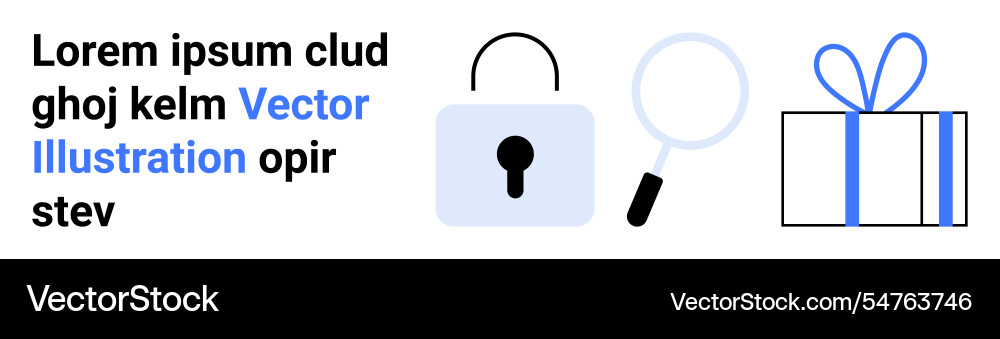 Visual elements of lock magnifying glass Vector Image