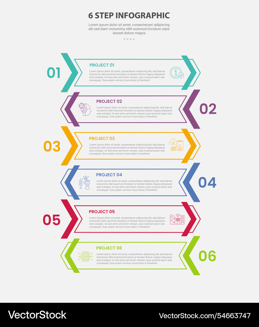 6 points template infographic outline style Vector Image