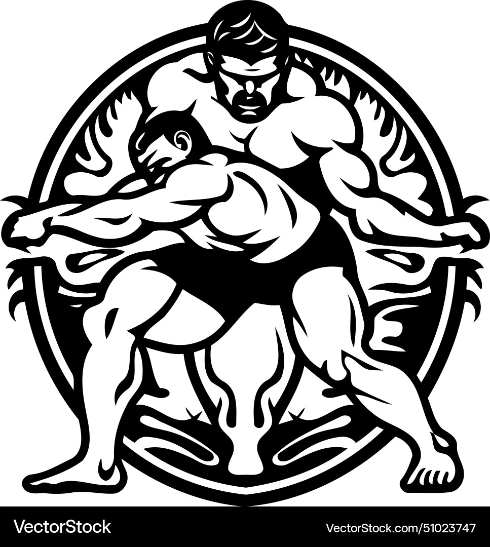 A sumo wrestler facing front set inside circle Vector Image