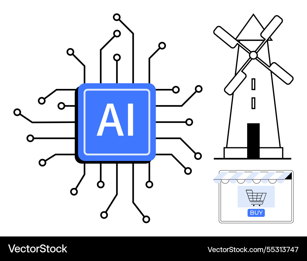 Artificial intelligence integration in renewable Vector Image