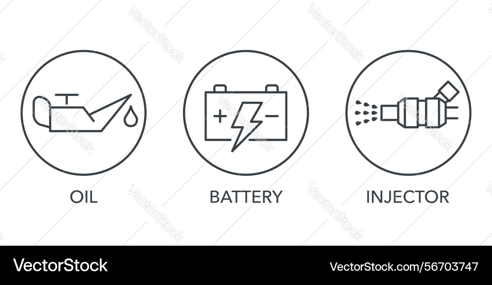 Car service icons set - oil battery and injector Vector Image