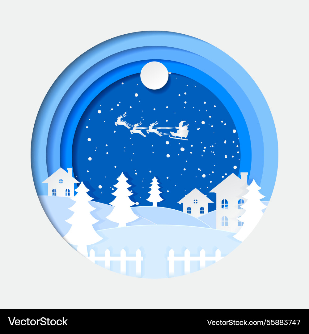 Christmas winter paper cut style template Vector Image