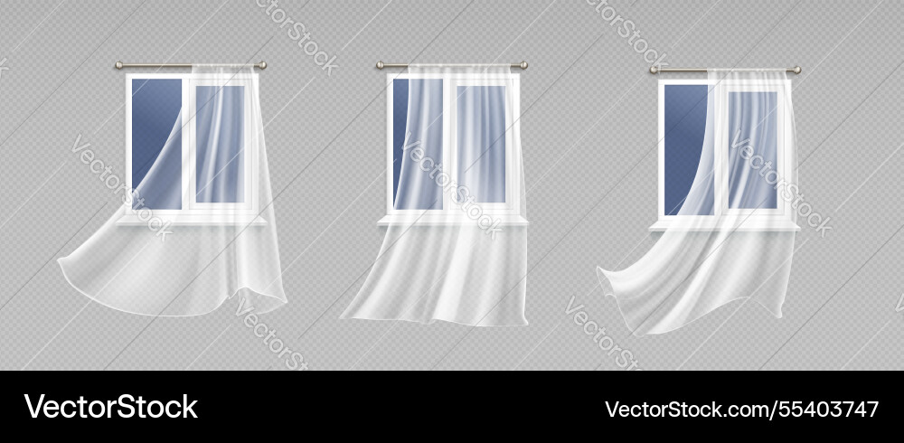 Curtain window wind composition Royalty Free Vector Image