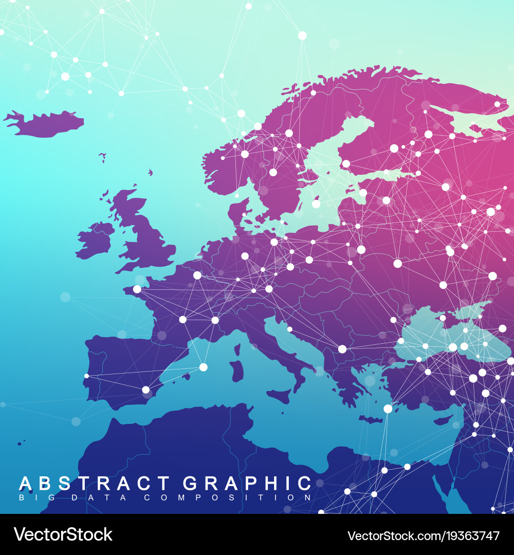 Global network connection with europe map Vector Image