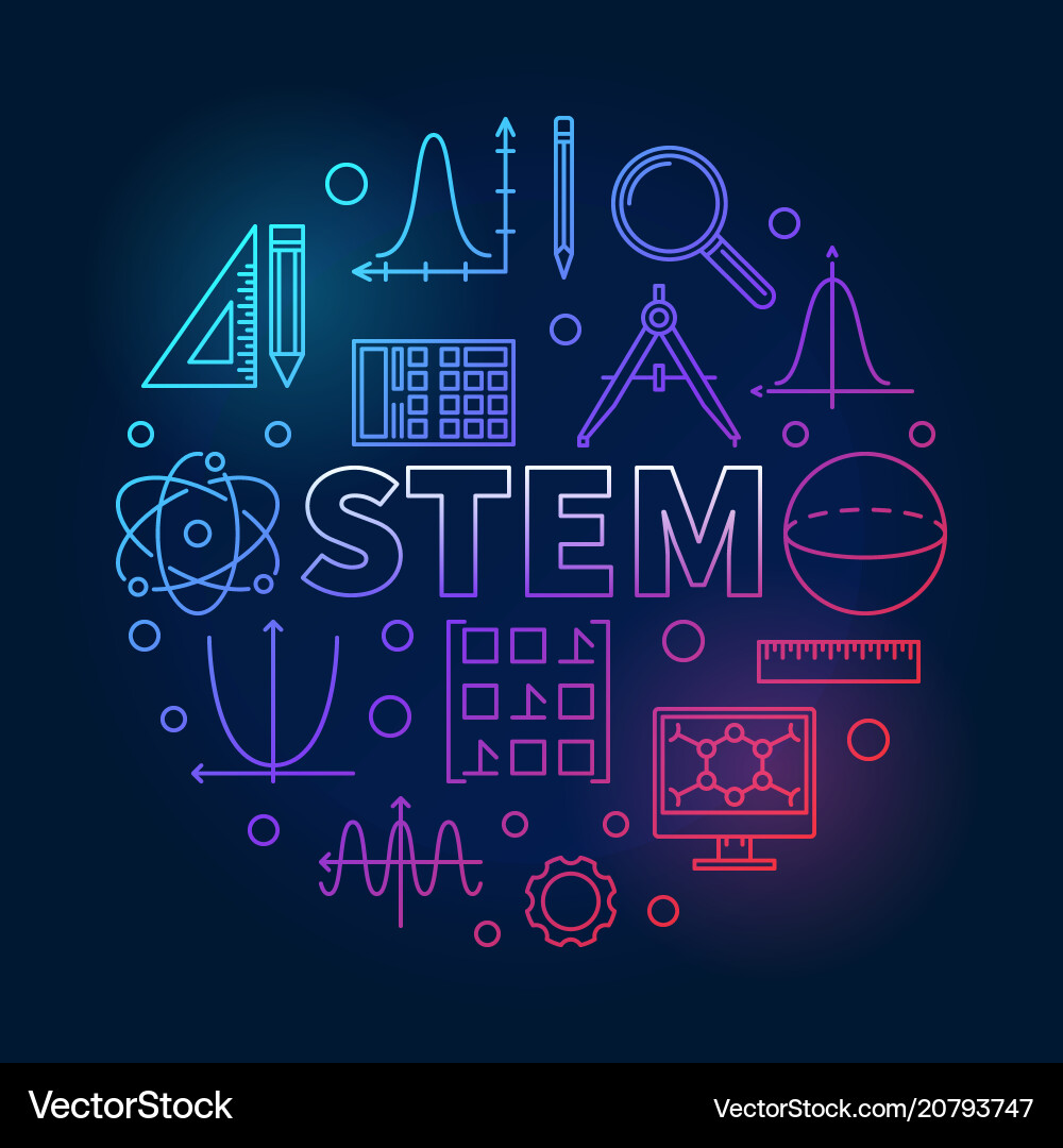 Stem round colored in outline Royalty Free Vector Image