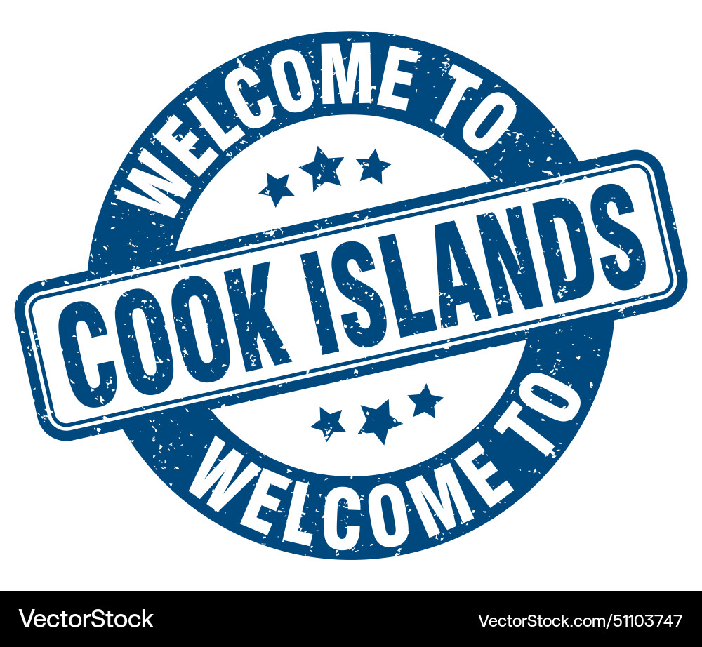 Welcome to cook islands stamp round Royalty Free Vector