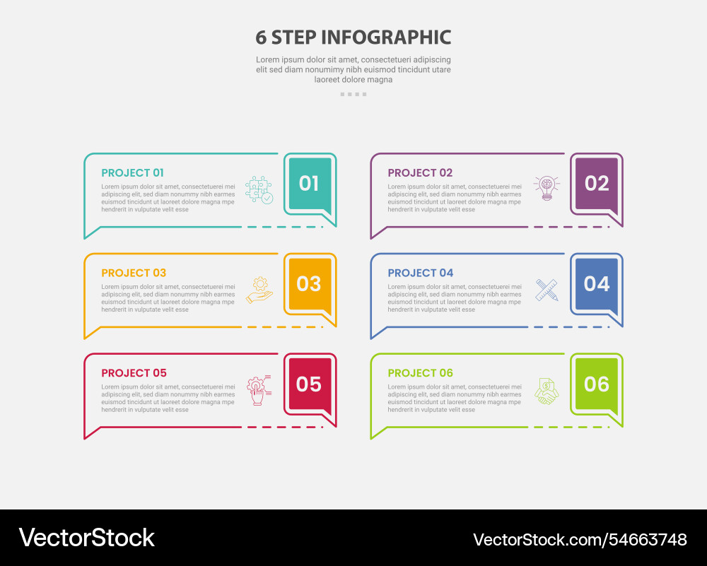 6 points template infographic outline style Vector Image