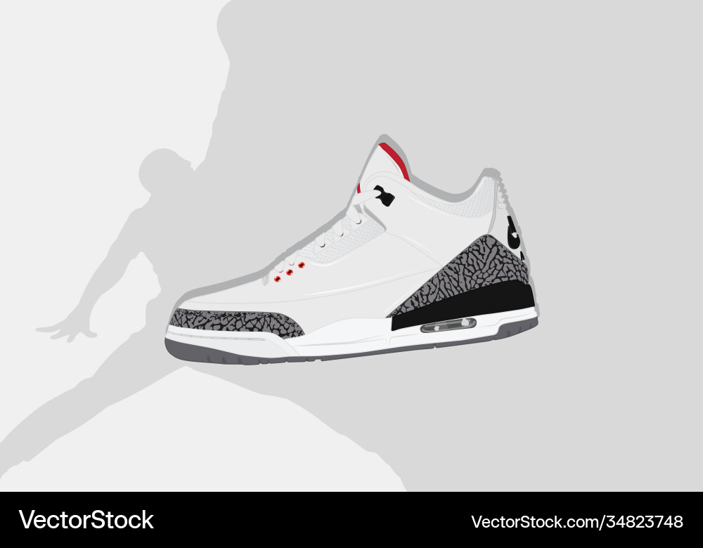 Air jordan 3 white og Royalty Free Vector Image