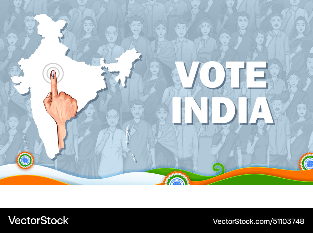 Indian people hand with voting sign showing Vector Image