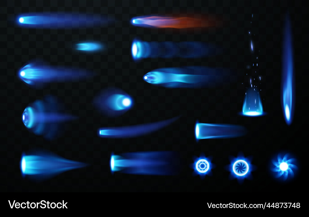 Jet flame set on transparent background Royalty Free Vector