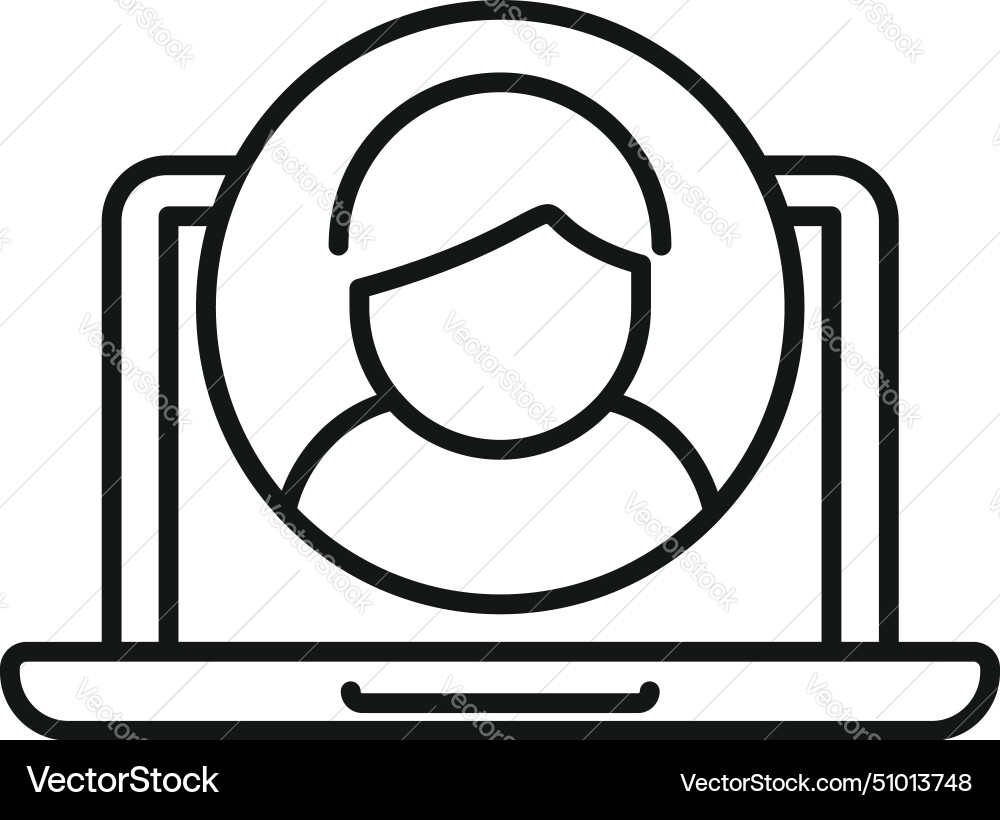 Motivational speaker online laptop call icon Vector Image