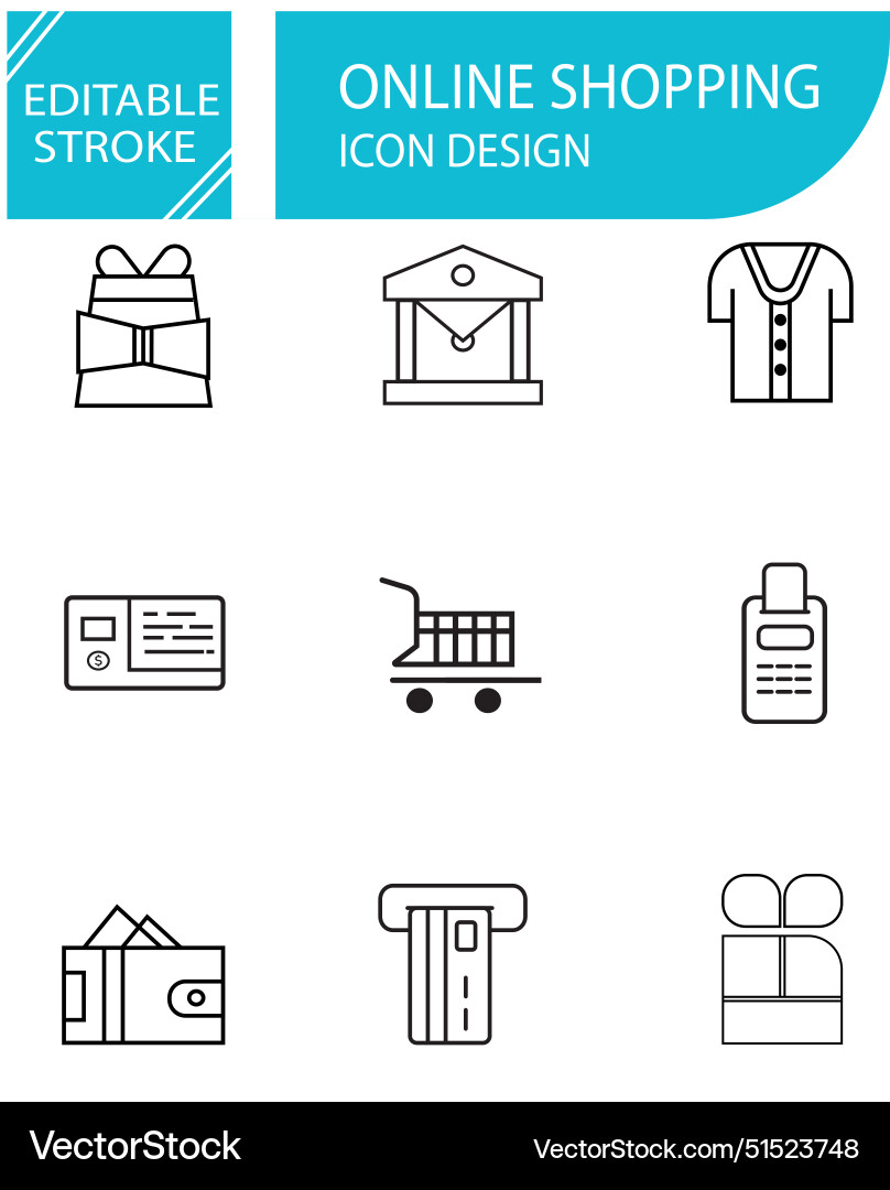 Online shopping icon design set Royalty Free Vector Image
