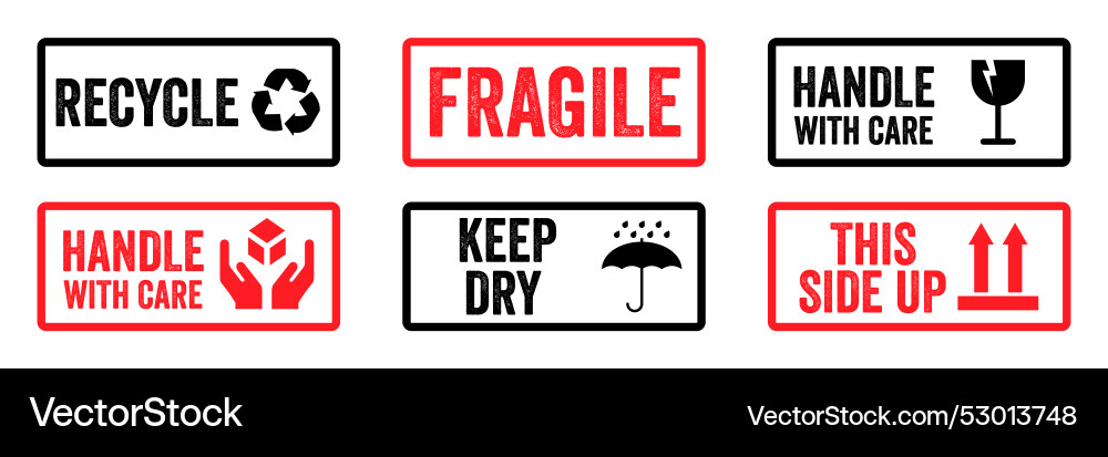 Package cargo stamp collection recycle handle Vector Image