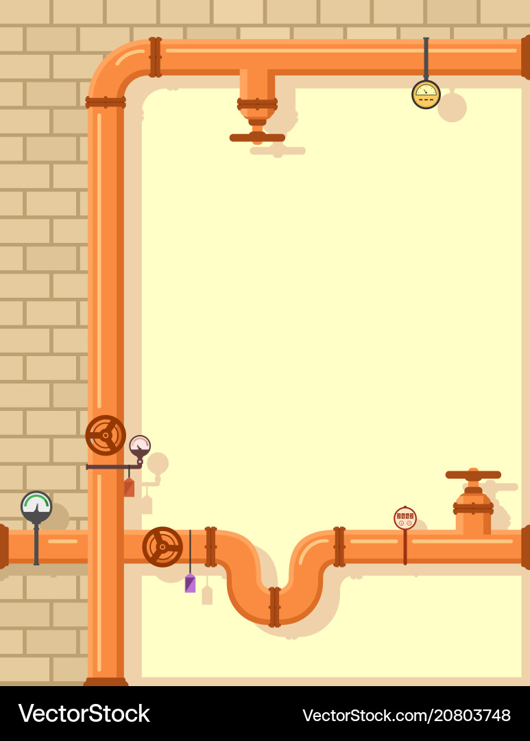 Pipeline construction background with wall Vector Image