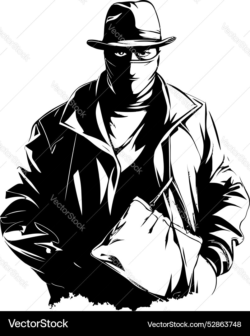 Purloined pack stolen bag emblem design snatched Vector Image