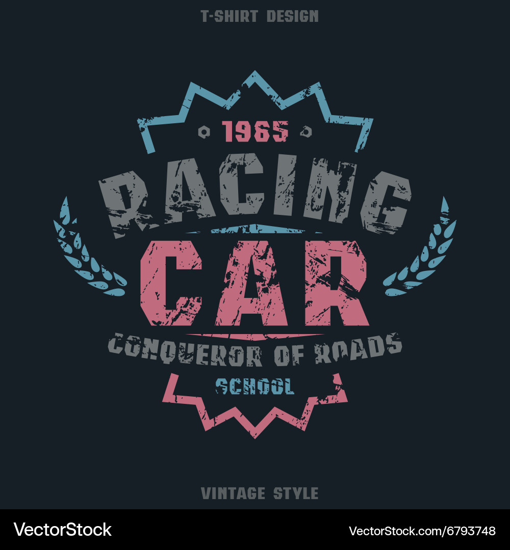 Racing car badge with texture Royalty Free Vector Image