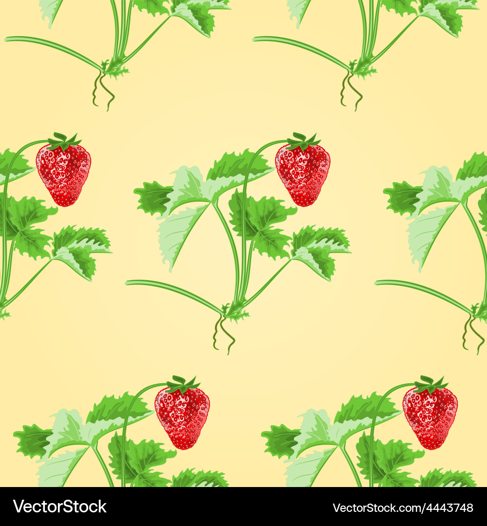 Seamless texture of strawberries with leaves Vector Image