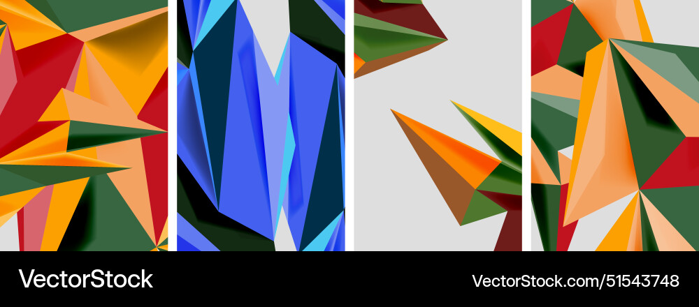Set of mosaic triangle pattern abstract posters Vector Image