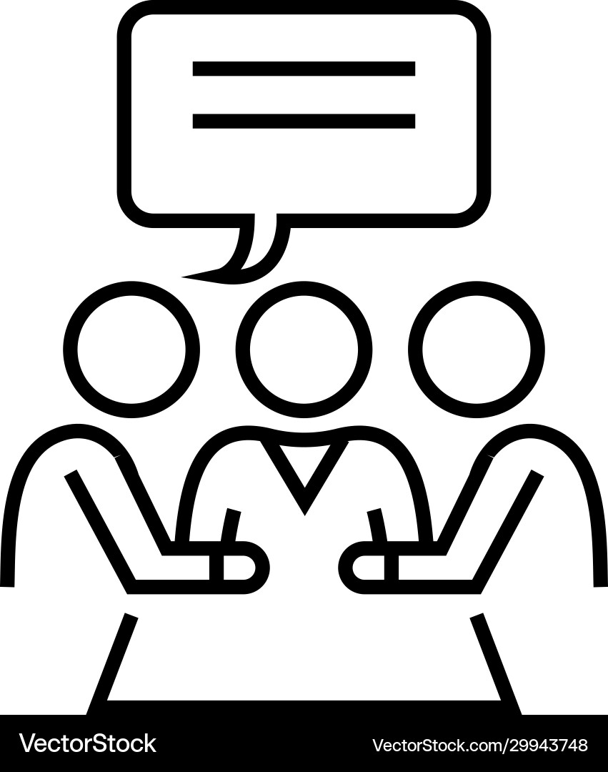 Team discussion line icon concept sign outline Vector Image