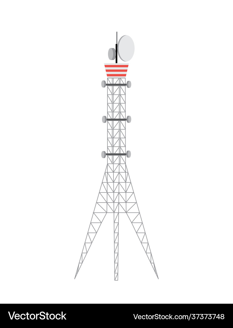 Telecommunication tower with satellite antenna Vector Image