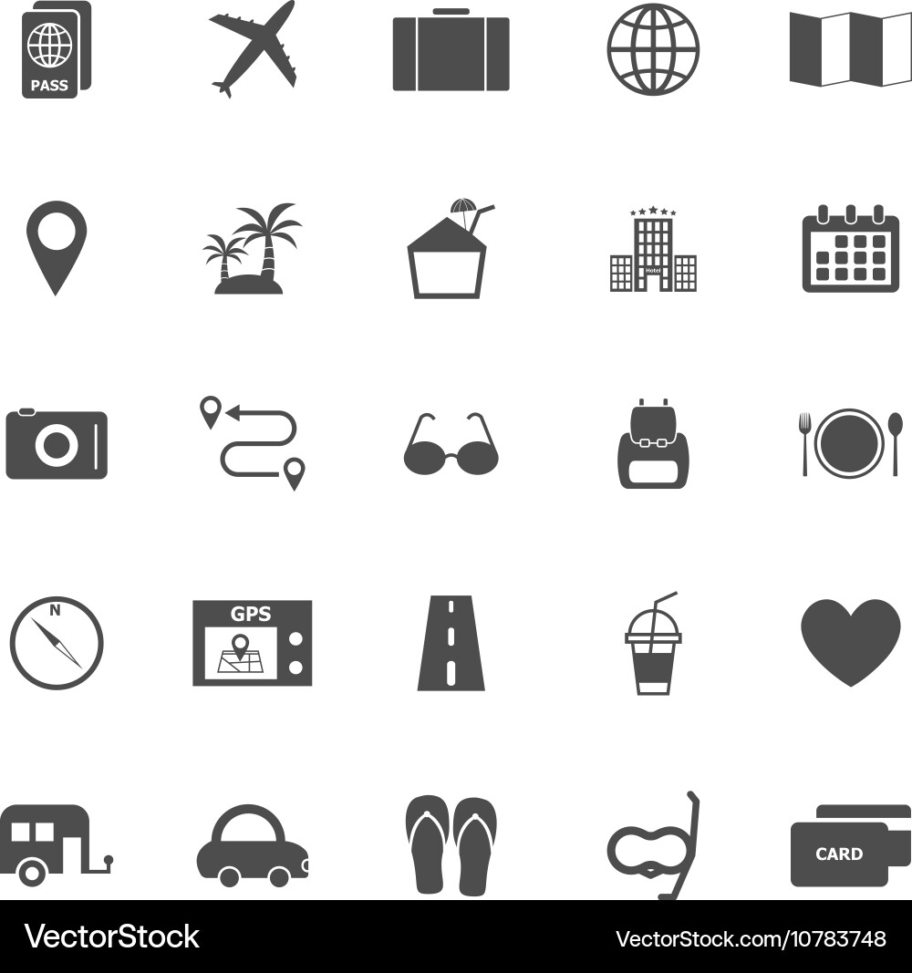 Trip icons on white background Royalty Free Vector Image