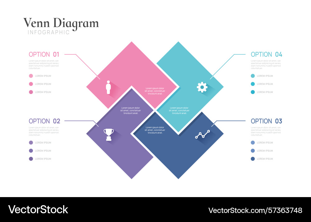 Venn diagram infographic chart template for Vector Image