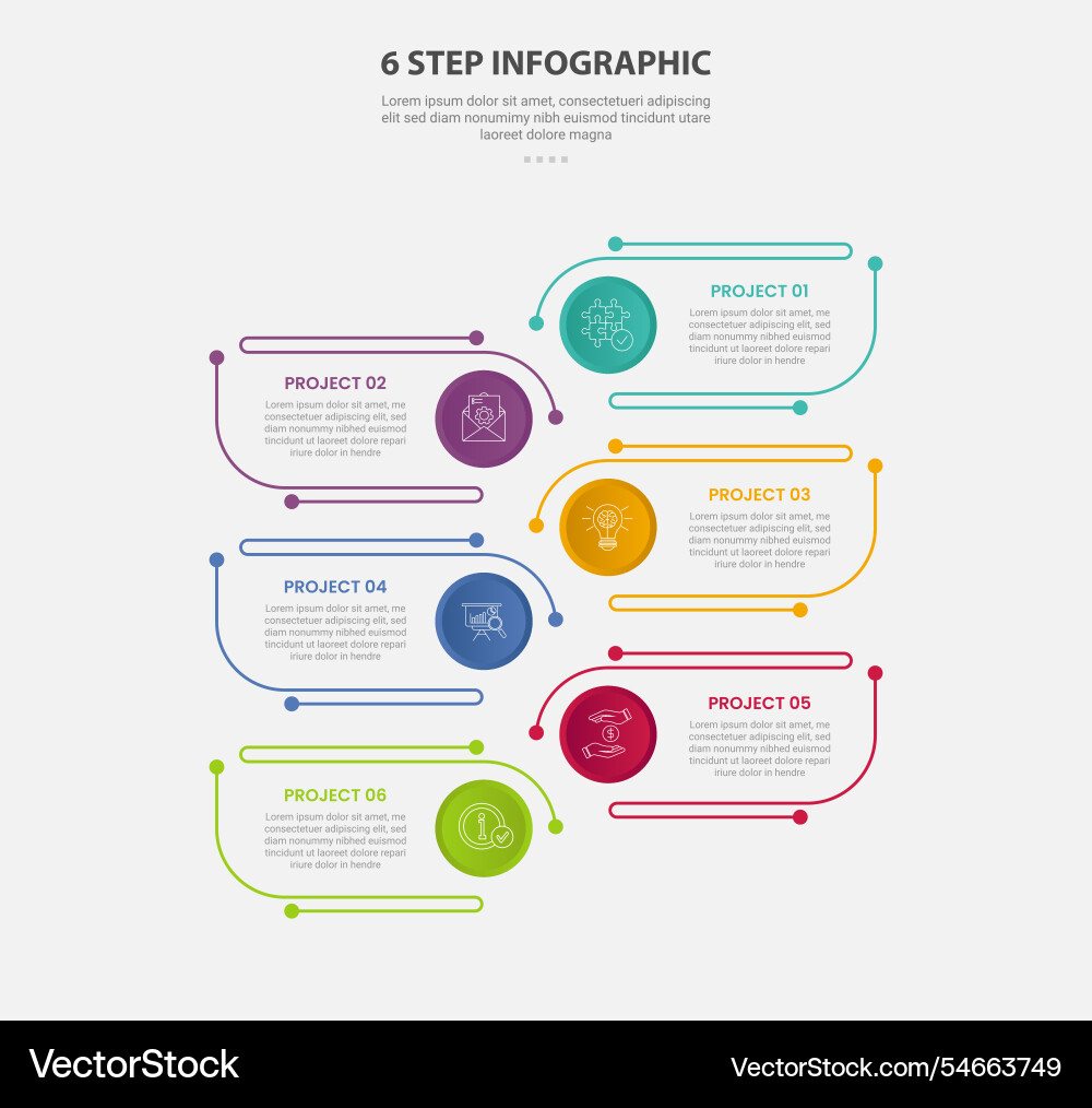 6 points template infographic outline style Vector Image