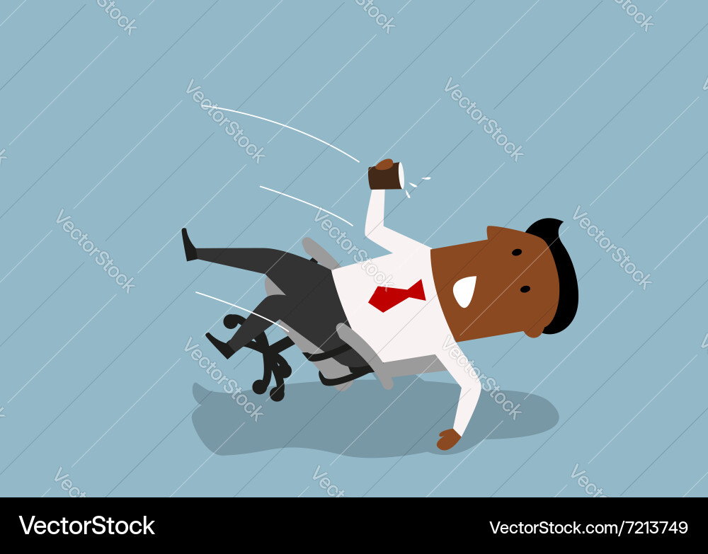 Black businessman fall backwards in an chair Vector Image