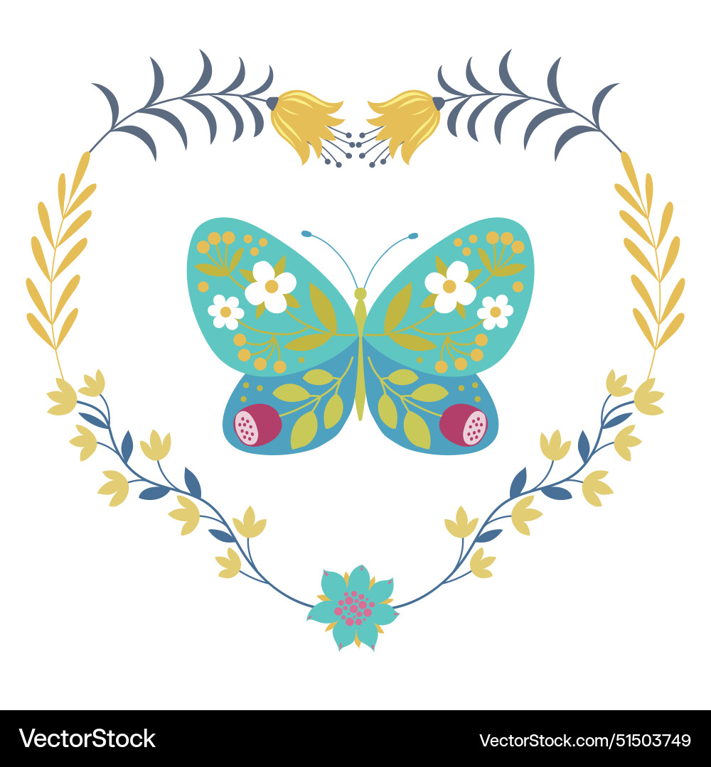 Floral Butterfly Label Ornament Royalty Free Vector Image