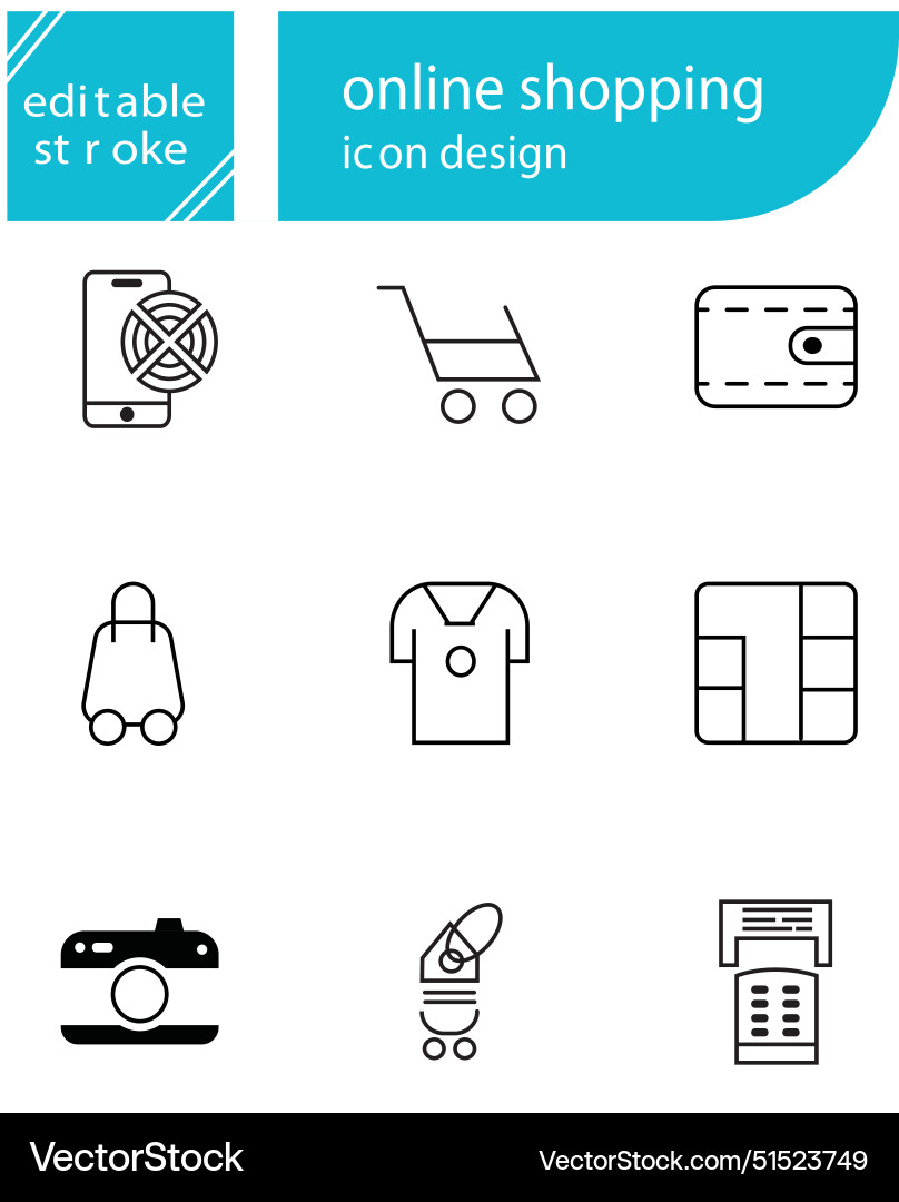 Online shopping icon design set Royalty Free Vector Image
