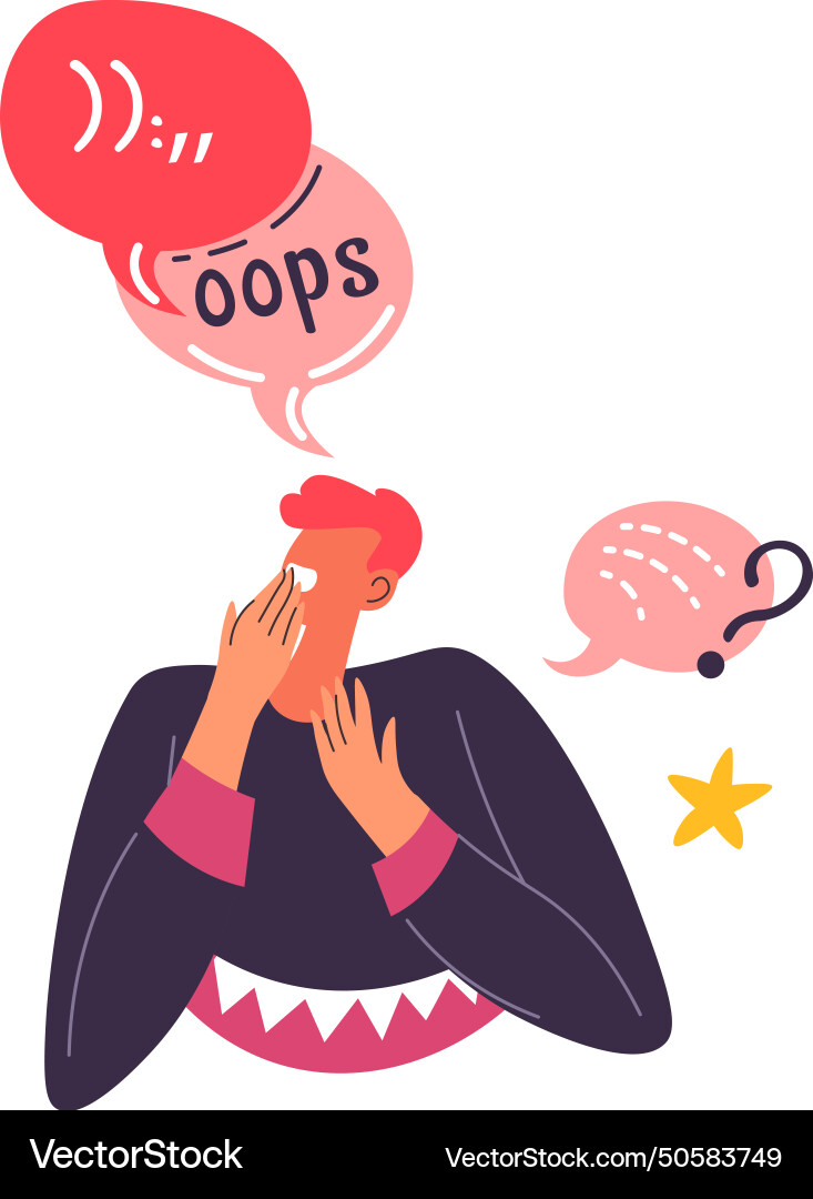 Oops expression of emotion personage chatting Vector Image