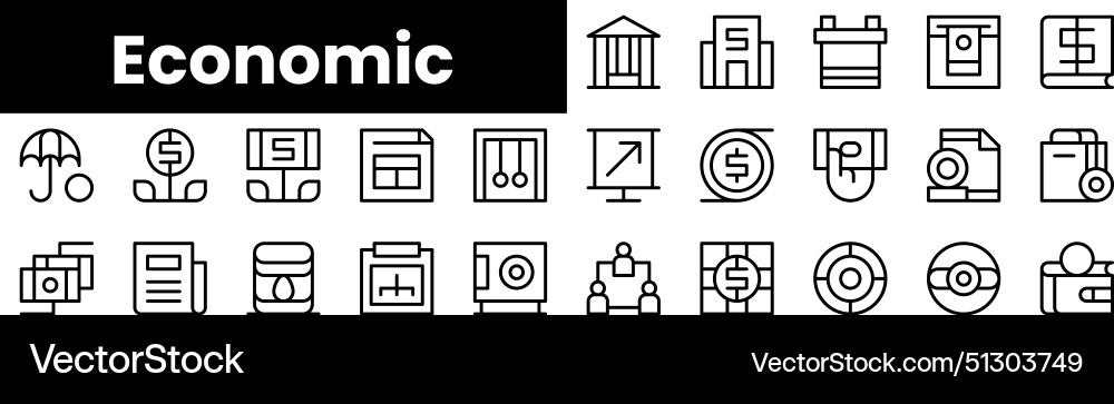 Set of outline economic icons minimalist thin Vector Image