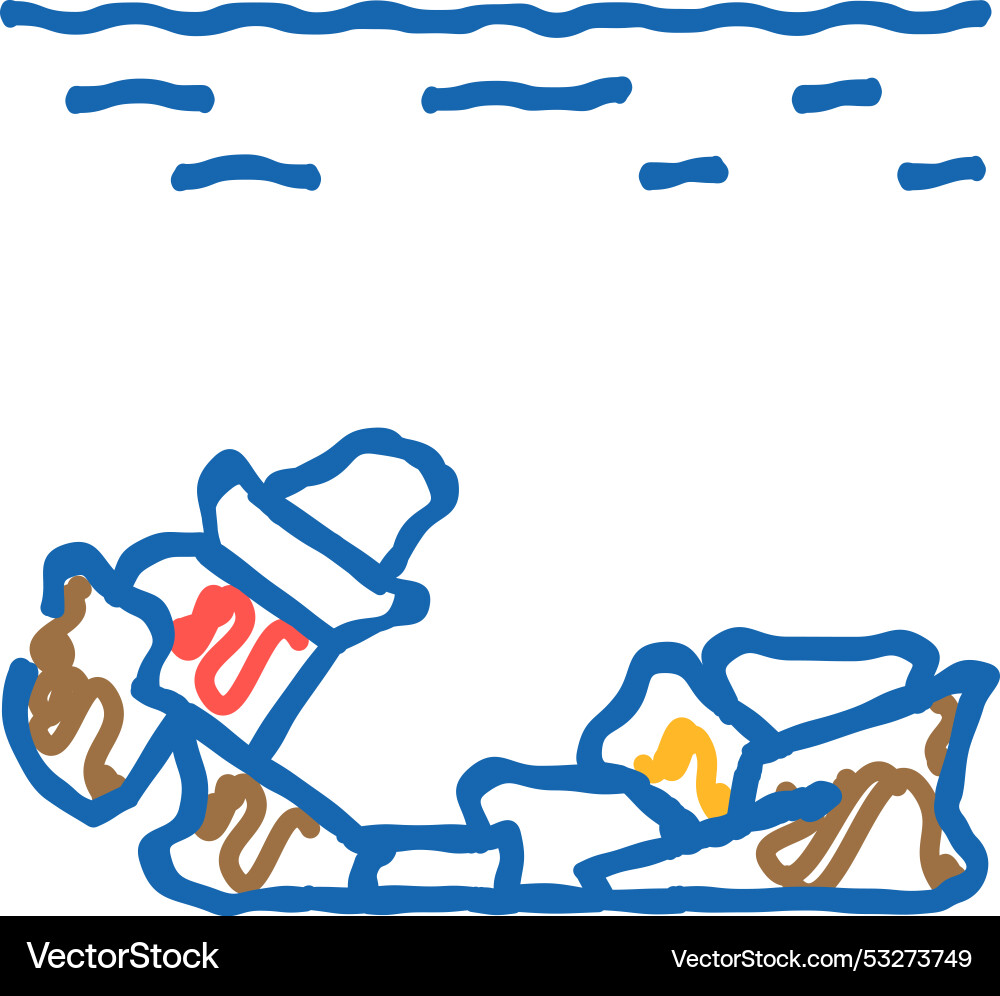 Sunken container ship icon doodle Royalty Free Vector Image