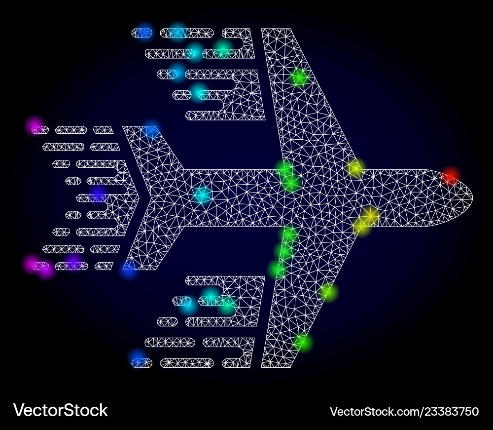 Carcass mesh aircraft with spectrum colored Vector Image