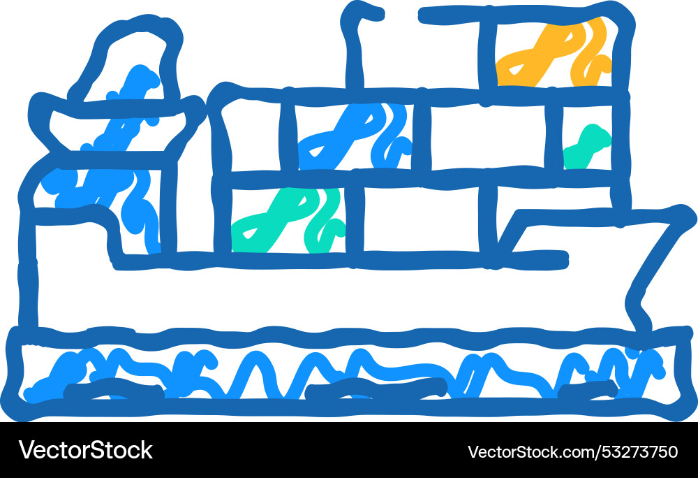 Container ship icon doodle Royalty Free Vector Image