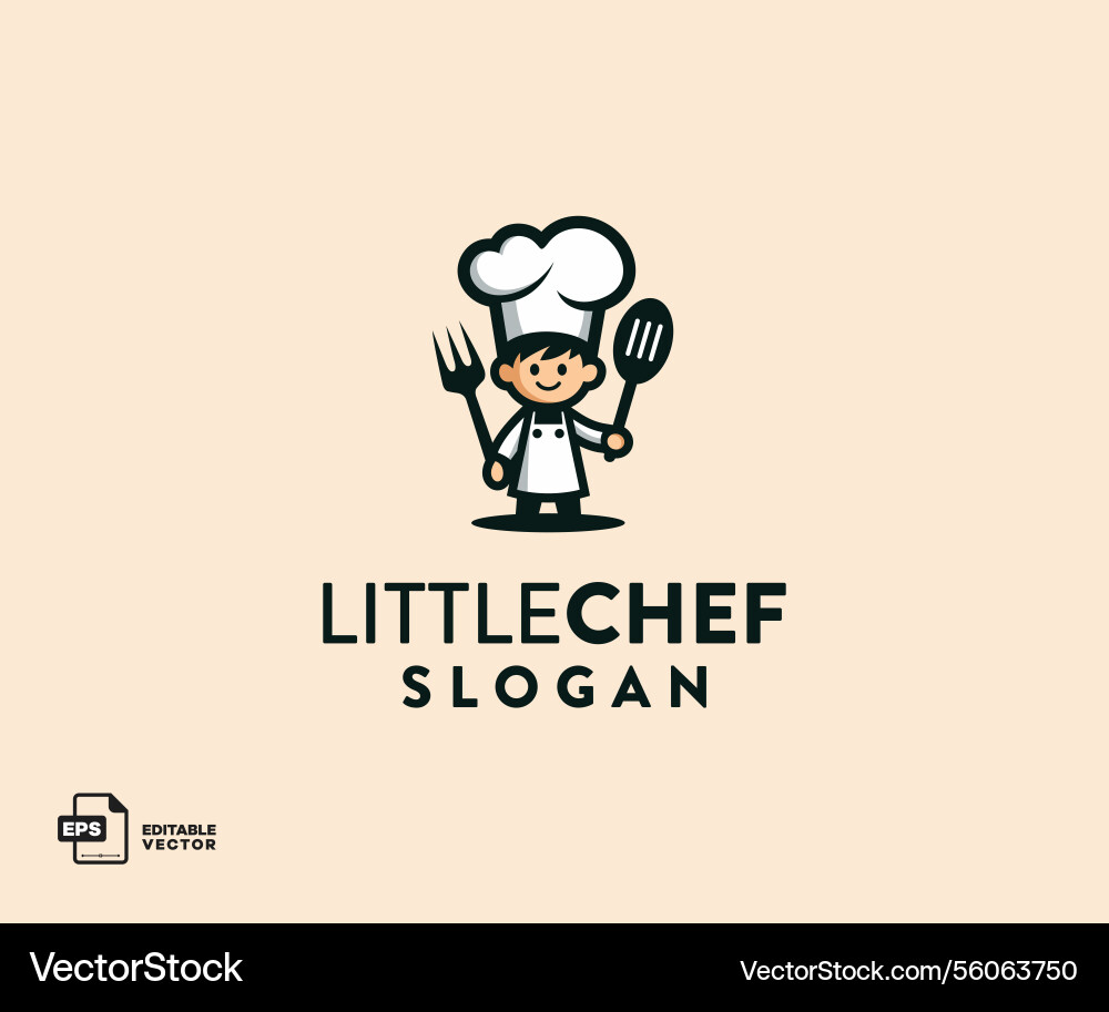 Cute little chef logo design Royalty Free Vector Image