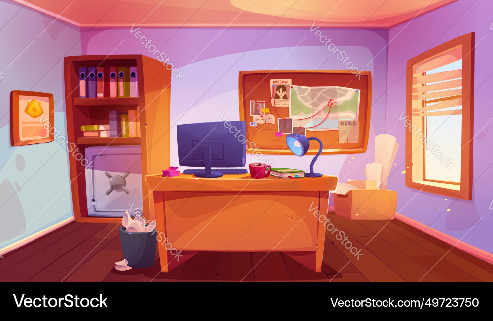 Detective office interior Royalty Free Vector Image