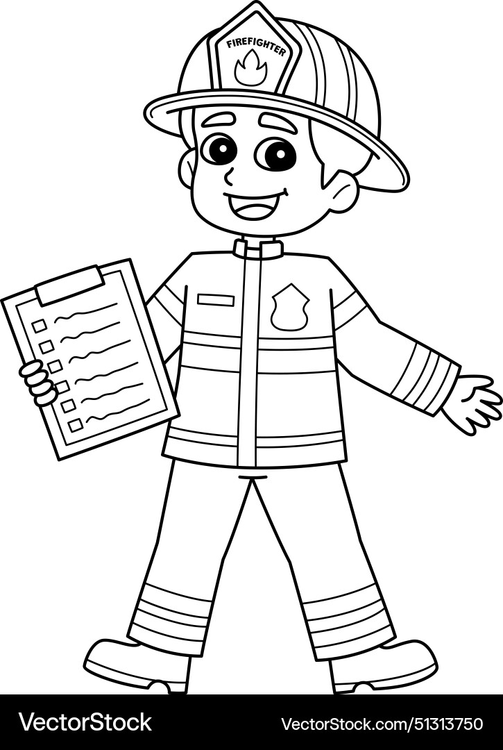 Firefighter with a fire safety checklist isolated Vector Image
