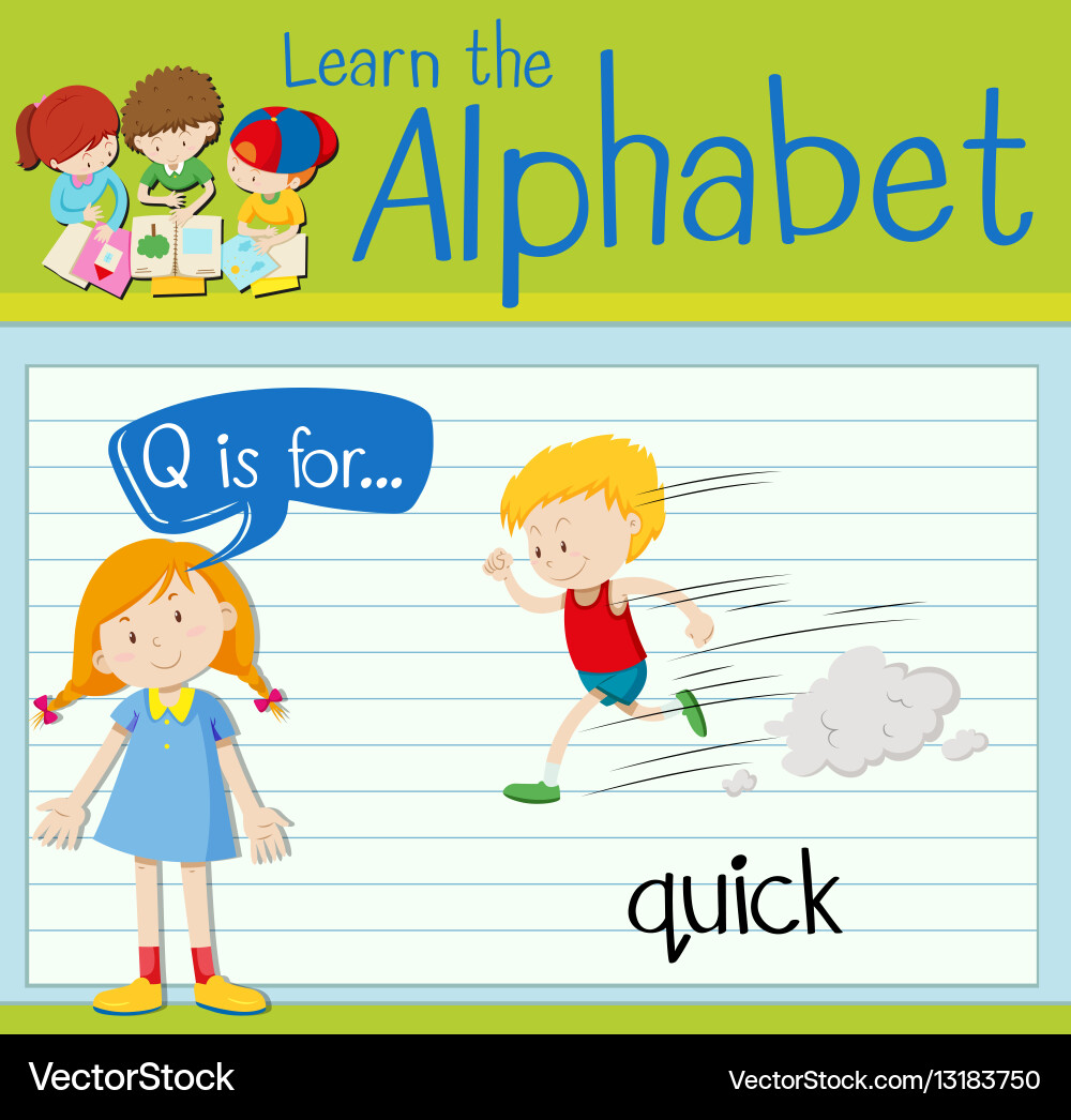 Flashcard letter q is for quick Royalty Free Vector Image