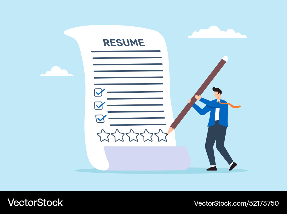 Hr manager drawing star on resume concept Vector Image