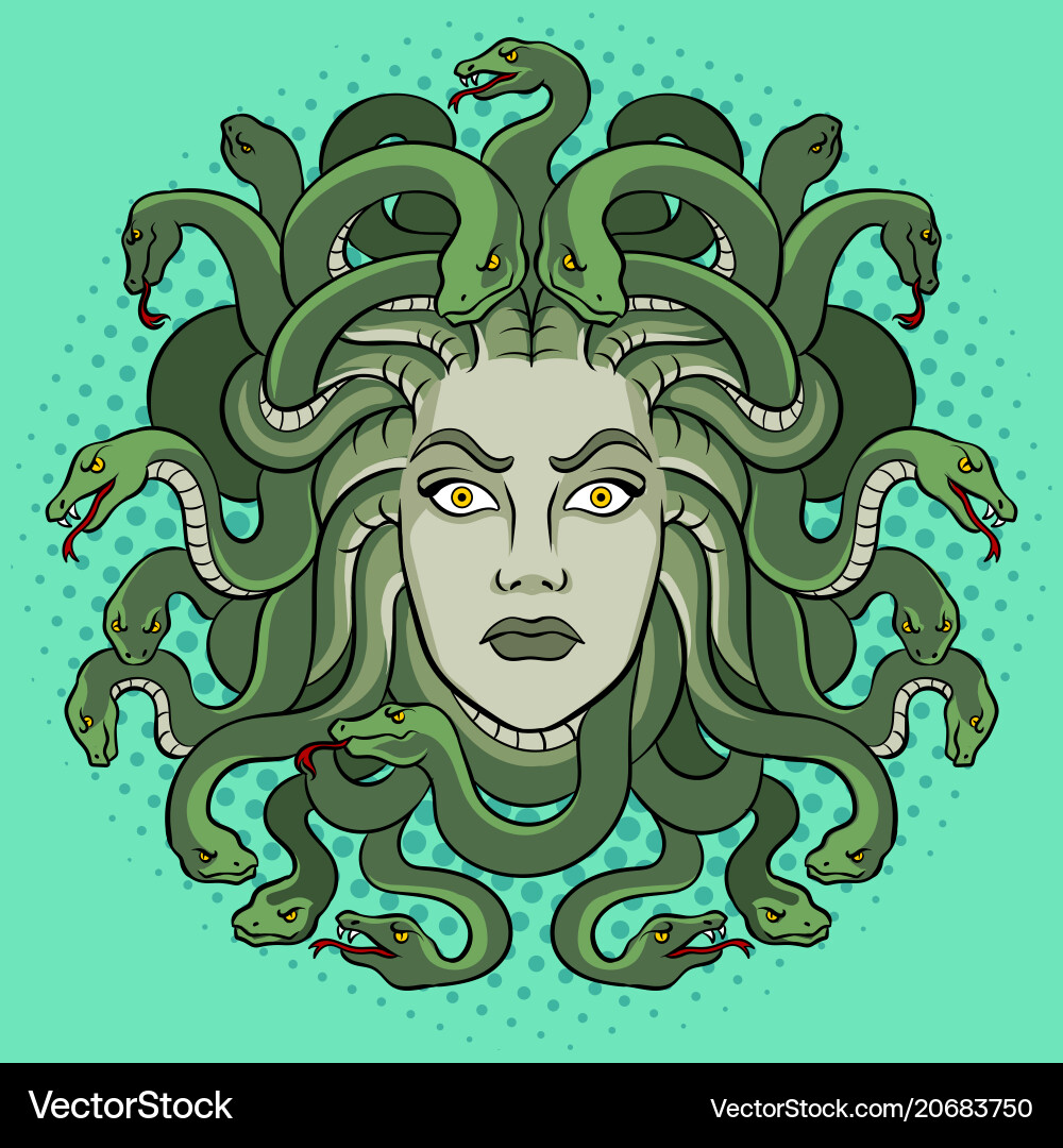Medusa greek myth creature pop art Royalty Free Vector Image