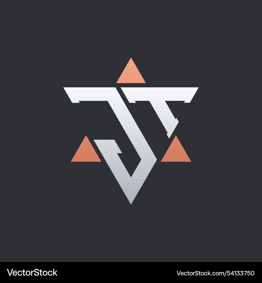 Modern jt letter logo design with geometric Vector Image