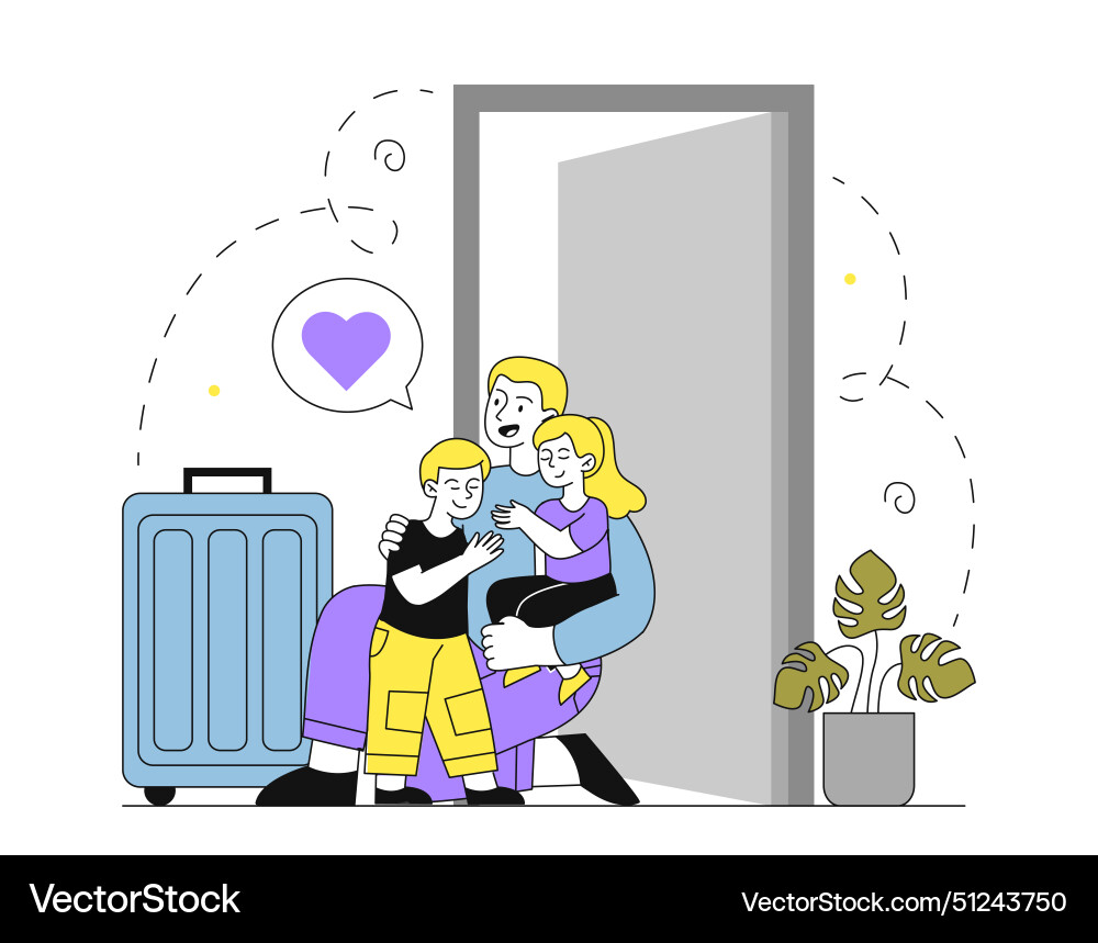 Mother coming home simple Royalty Free Vector Image