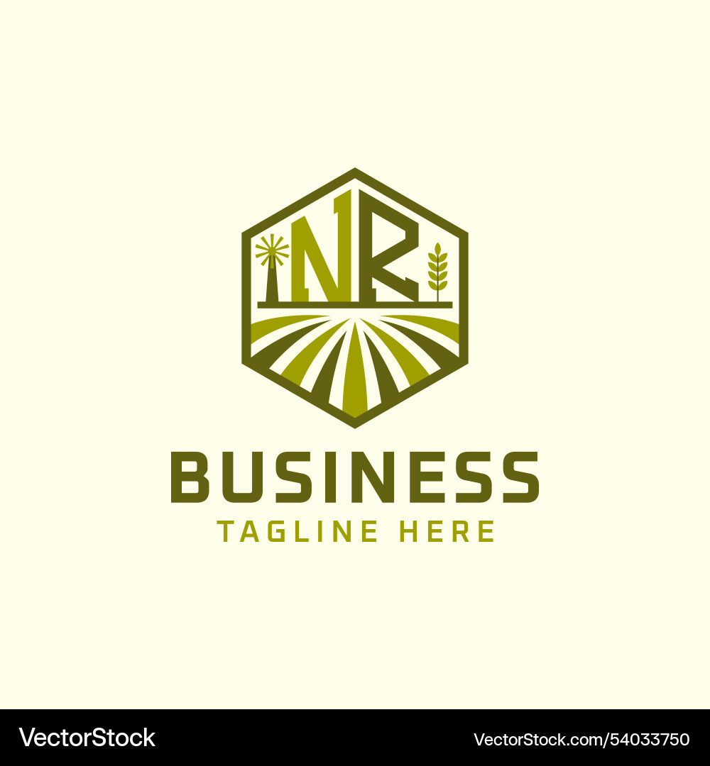 Nr farm logo design modern agro Royalty Free Vector Image